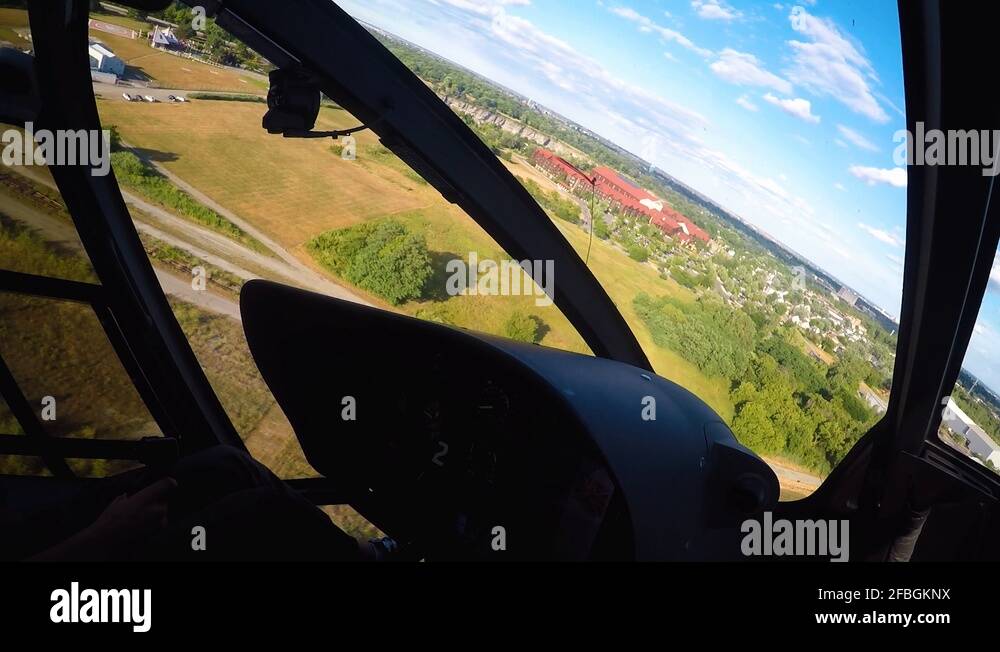 Landing helicopter at the helipad. Inside the cabin view Stock Video ...