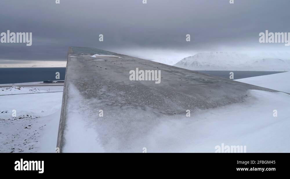 Svalbard Global Seed Vault - crane up over doomsday architecture Stock ...