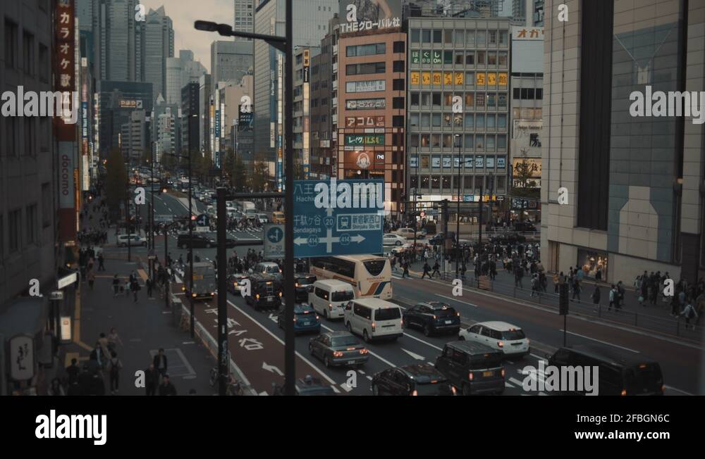 Shinjuku Station Intersection in Tokyo, Japan - Moving right steadicam ...