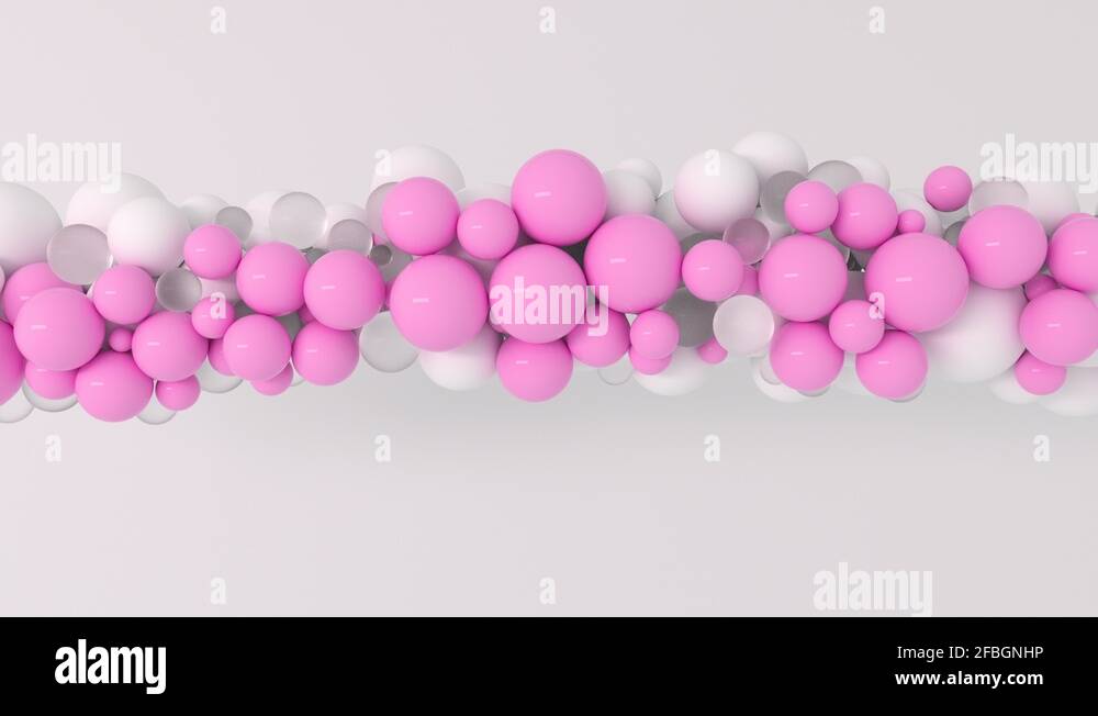 Abstract 3d balls shapes animation rotating and flying on bright ...