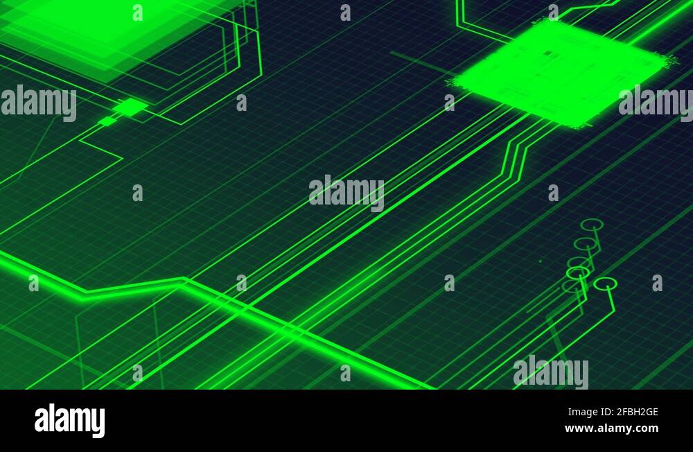 Modern technology animation showing circuitry of motherboard with Stock ...