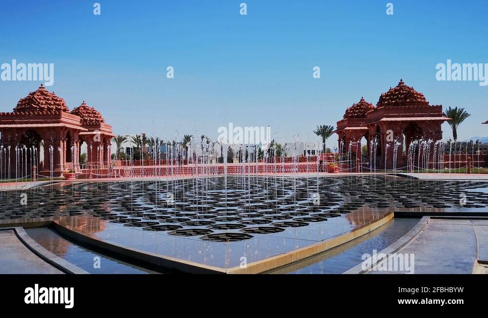 Exterior view of the famous BAPS Shri Swaminarayan Mandir Stock Video ...