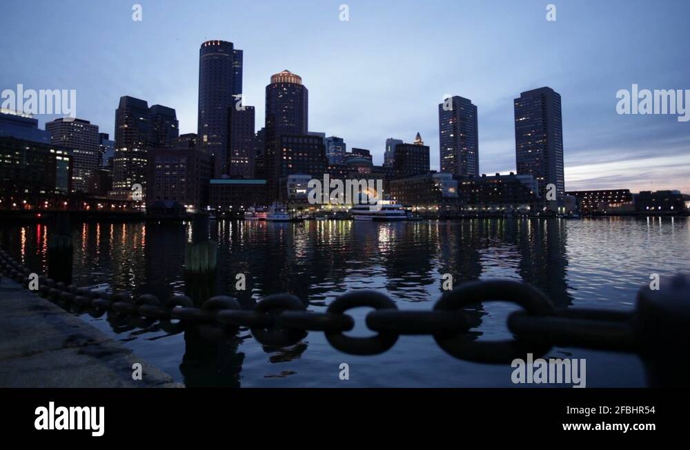 seaport skyline harborwalk chain Stock Video Footage - Alamy