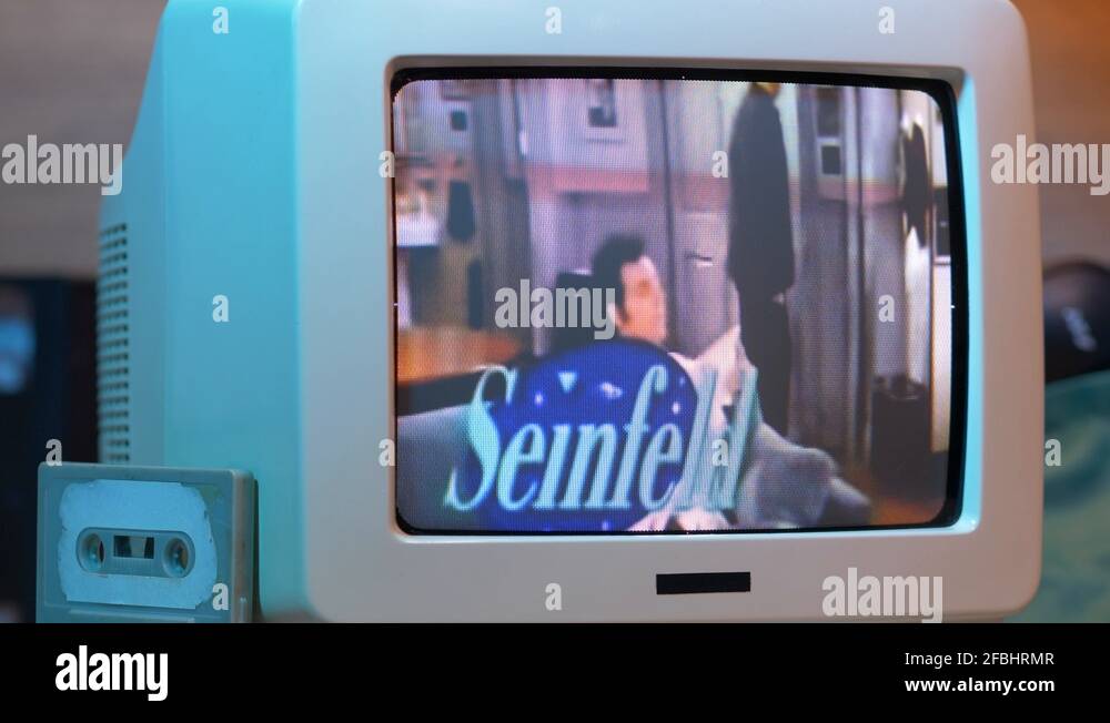 Seinfeld TV Show on a 80s 90s Retro Television CRT Screen Stock Video ...