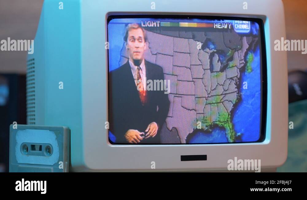 Weather Forecast Presenter on a 80s 90s Retro Television CRT Screen Stock Video Footage - Alamy