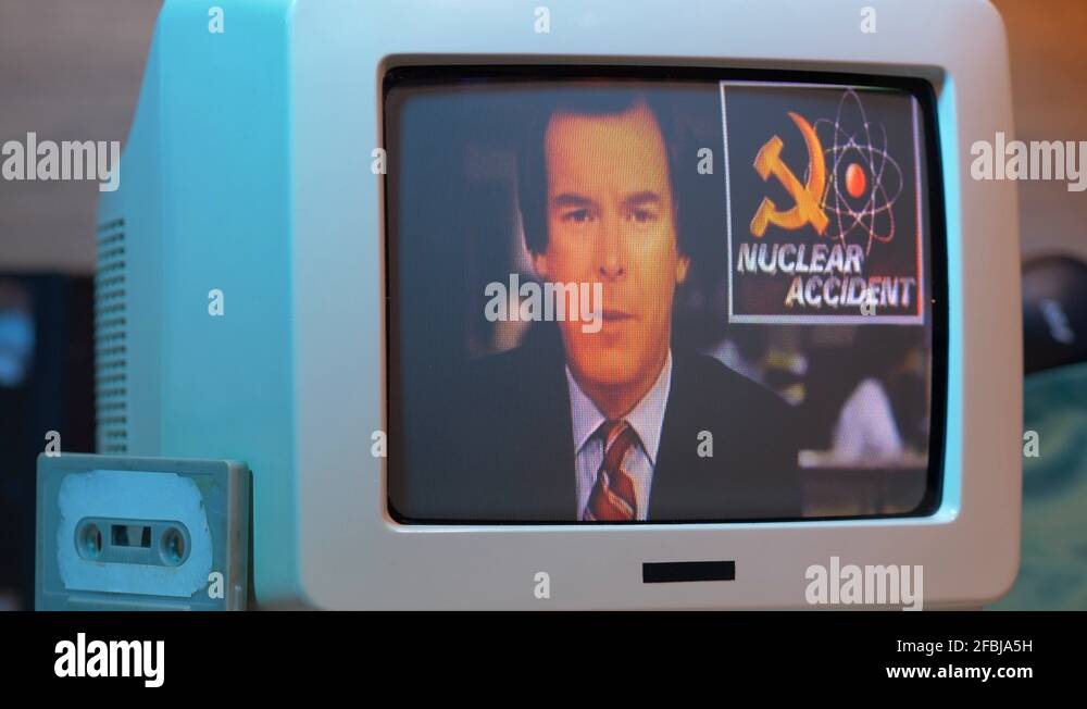 Chernobyl Nuclear Accident on a 80s 90s Retro Television CRT Screen ...