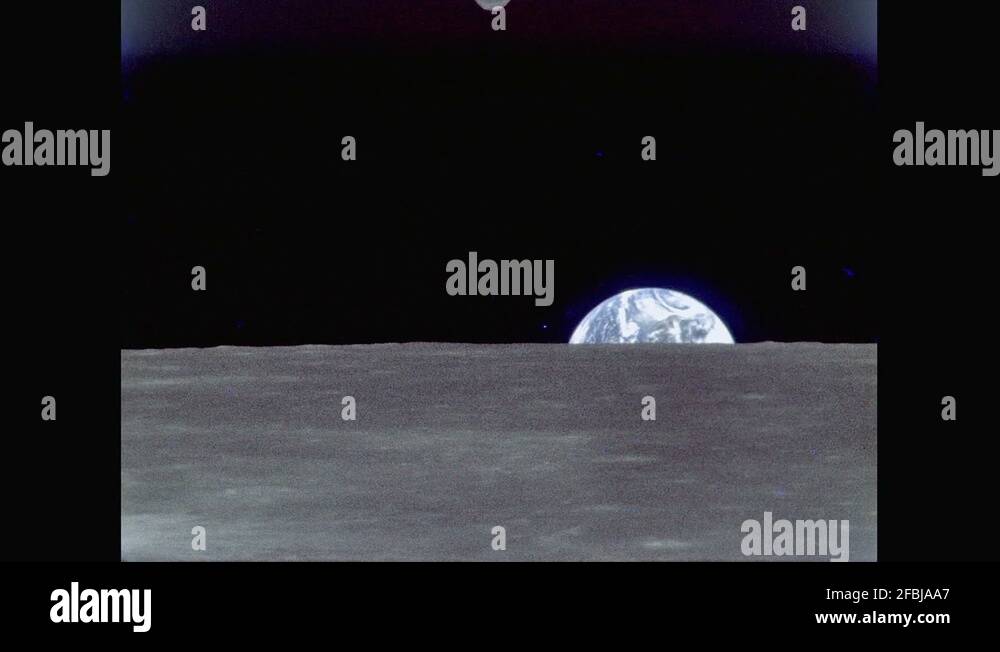 1960s: UNITED STATES: view of planet Earth appearing behind moon Stock ...