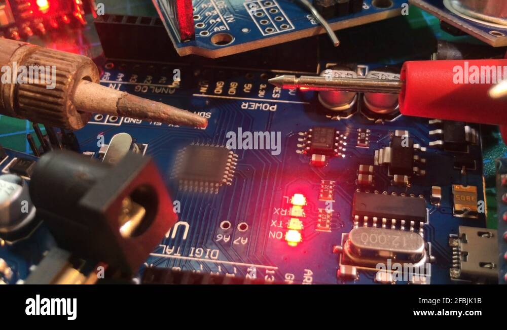Arduino workbench with led flashing with soldering iron and multimeter ...