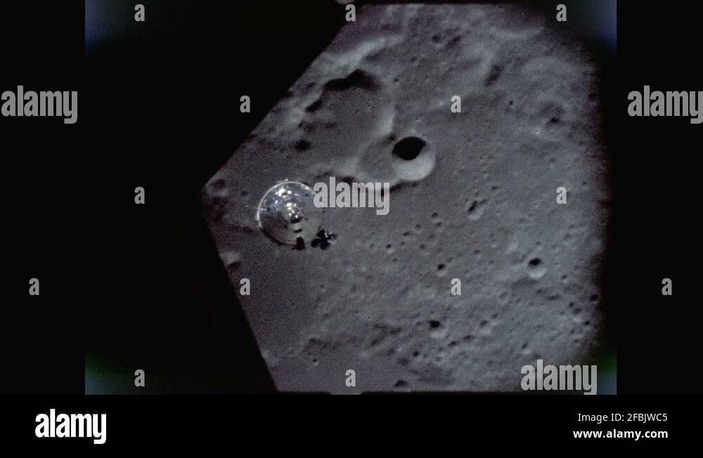 1960s: UNITED STATES: surface of moon and craters. Mark on screen Stock ...