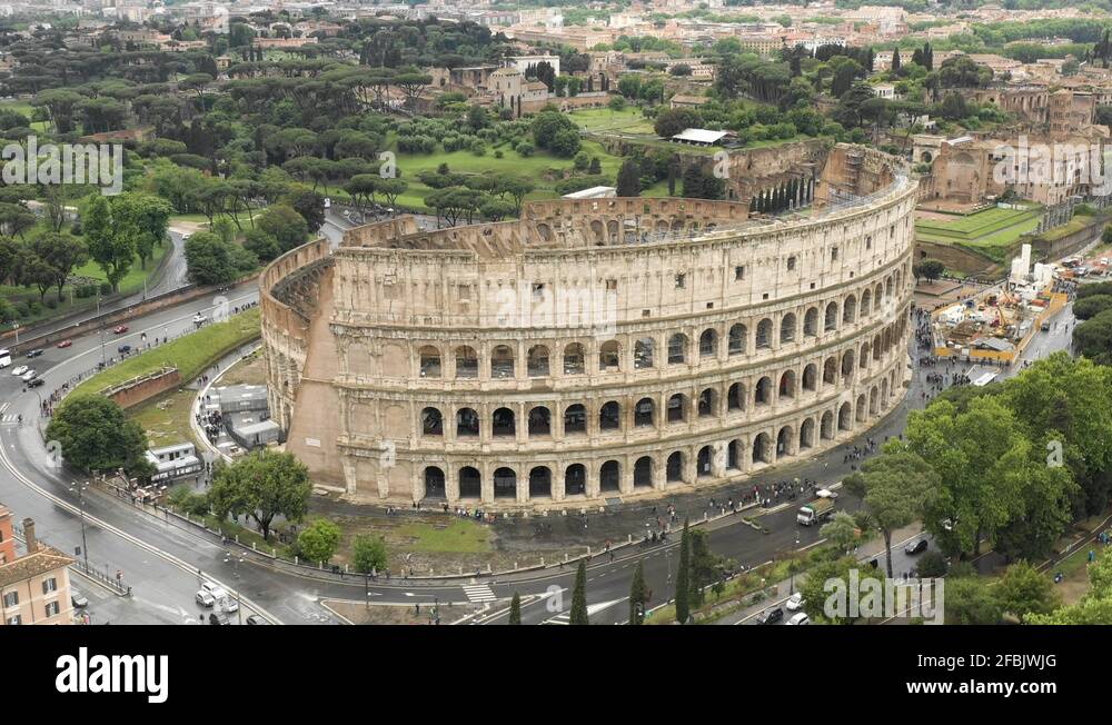 Drone aerial of the Colosseum or Coliseum in Rome Stock Video Footage ...