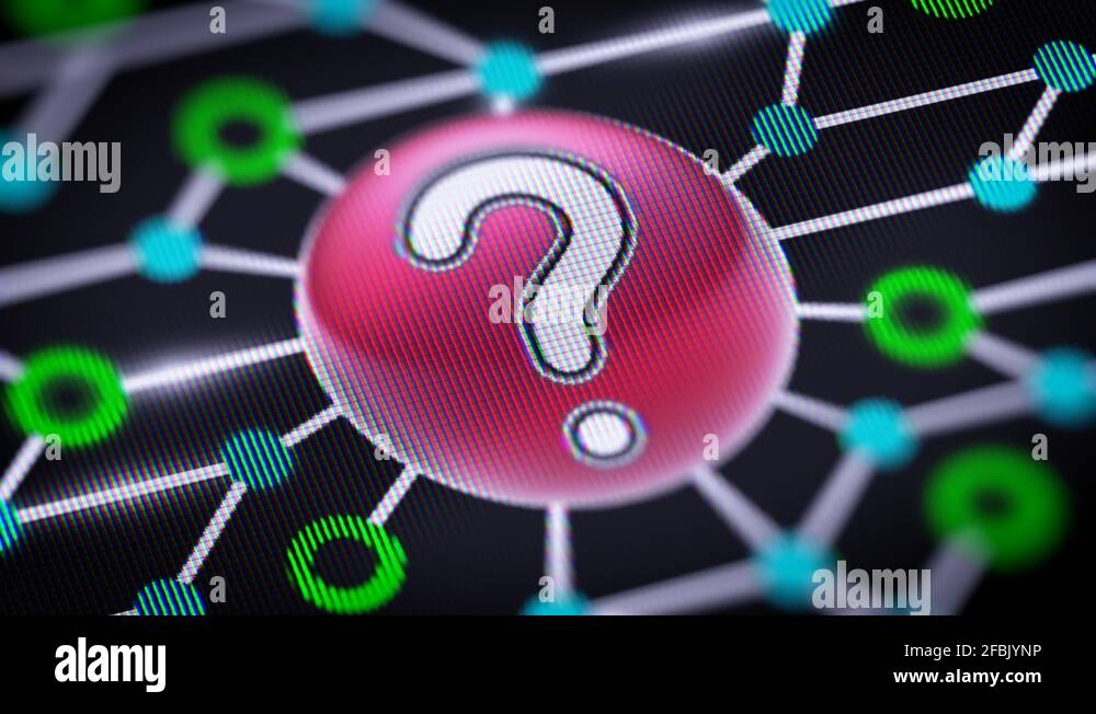 Question mark. Circuit board in the screen. Looping footage with codec ...