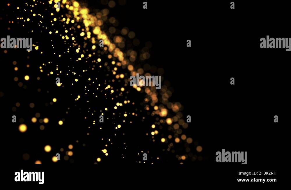 gold particles in liquid float and glisten. Background with glittering ...