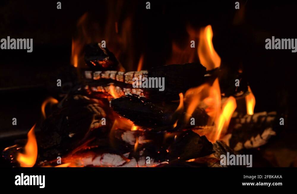 South African wood fire burning for a braai Stock Video Footage - Alamy