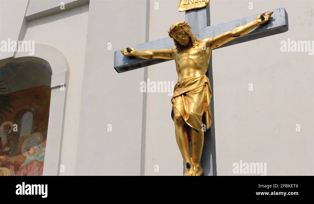 Golden Jesus Christ on The Cross – Small Church, Crucifix Stock Video Footage - Alamy