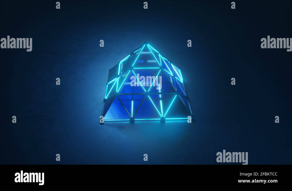 Blue glowing pyramid shape 3D render seamless loop animation Stock ...