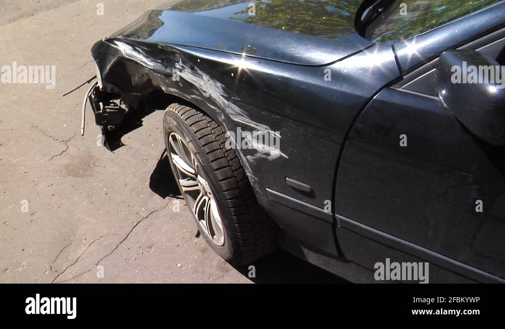 Vehicle Damaged After Auto Collision. Car Crash in Front After the ...
