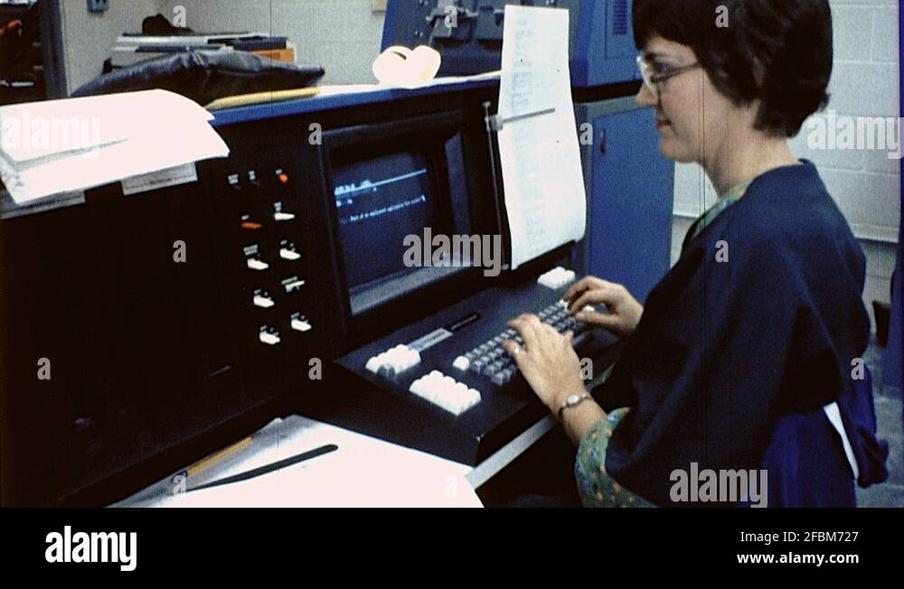 1980s Woman Journalist Writes Newspaper Computer Terminal Vintage Old ...