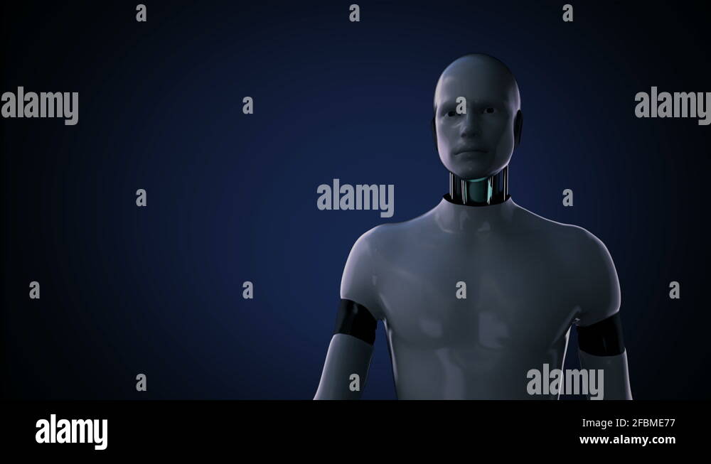 Robot, cyborg opens palms, IoT smart home appliances. internet of thing ...