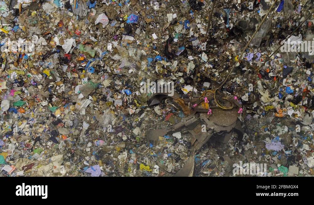 Crane moving Garbage in an Industrial Dumpster. Waste Recycling Plant ...