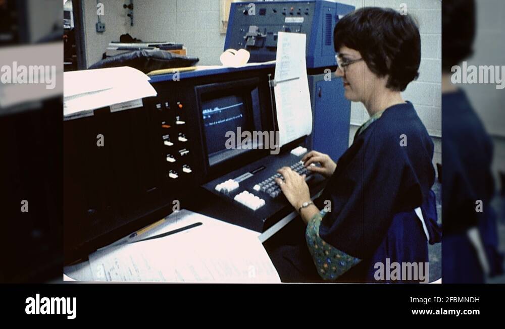 1980s Woman Journalist Writes Newspaper Computer Terminal Vintage Old ...