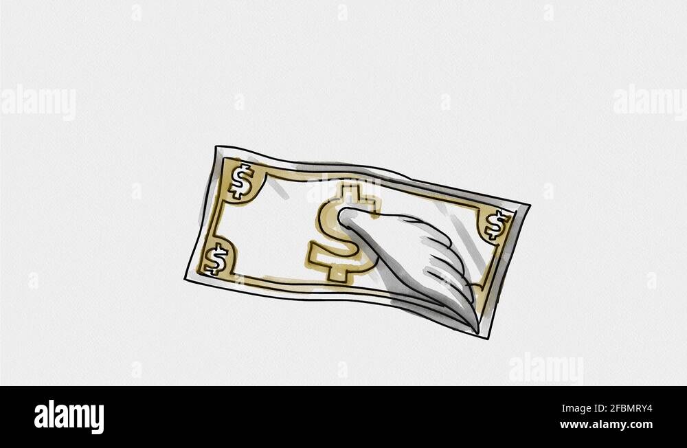 Dollar Bill Flying With Wings Drawing 2D Animation Stock Video Footage ...