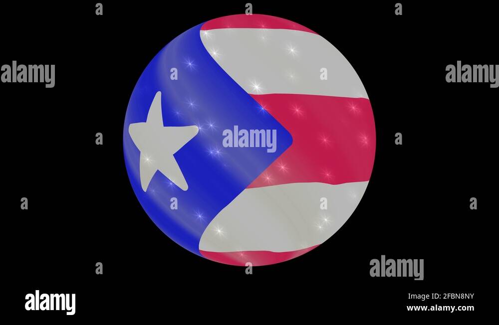 Puerto Rico flag in a round ball rotates. Flicker and shine. Animation ...