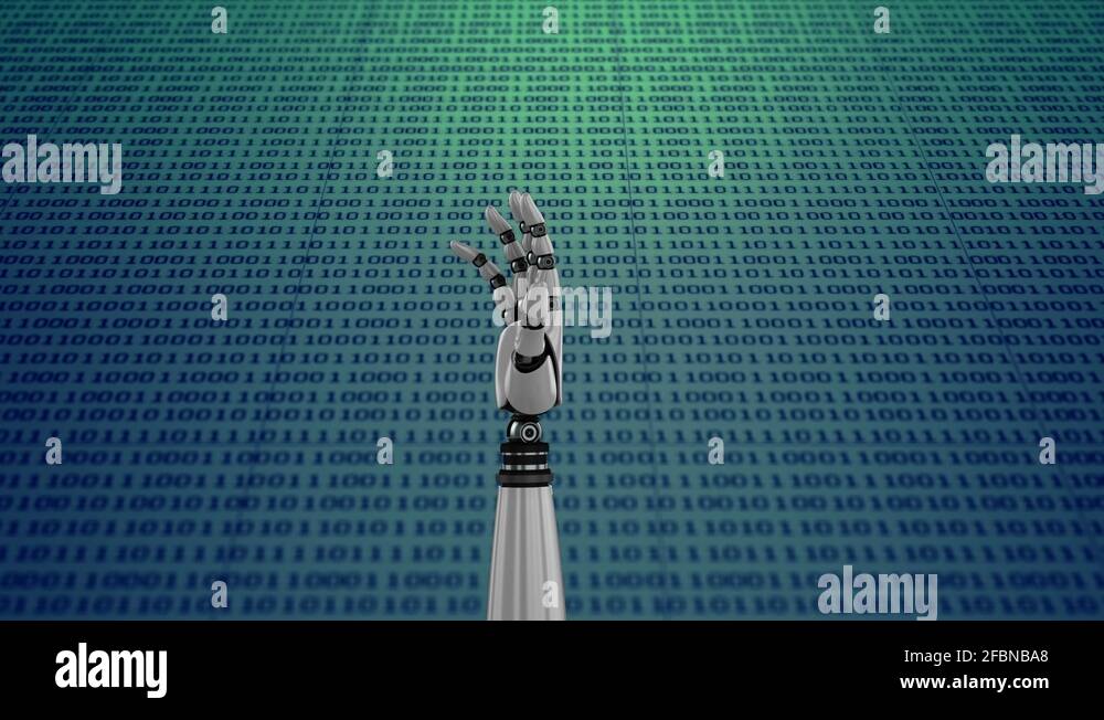Rotating robot hand with binary codes Stock Video Footage - Alamy
