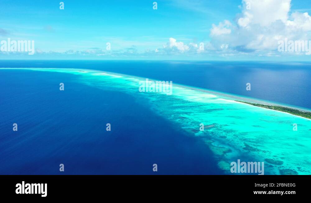 Bird's eye view of the Coral reef in the Maldives islands, Indian Ocean ...