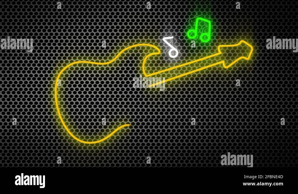 Electric guitar and musical notes in neon lights Stock Video Footage ...