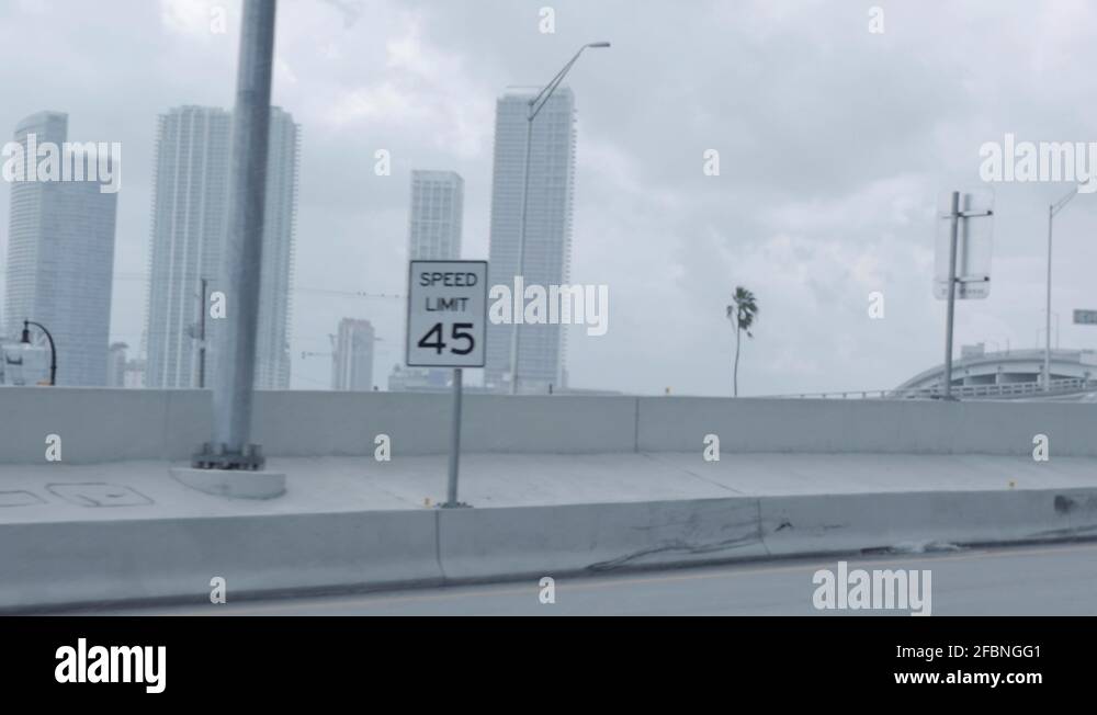 Road Signage on an American highway saying SPEED LIMIT 45. Cloudy blue ...