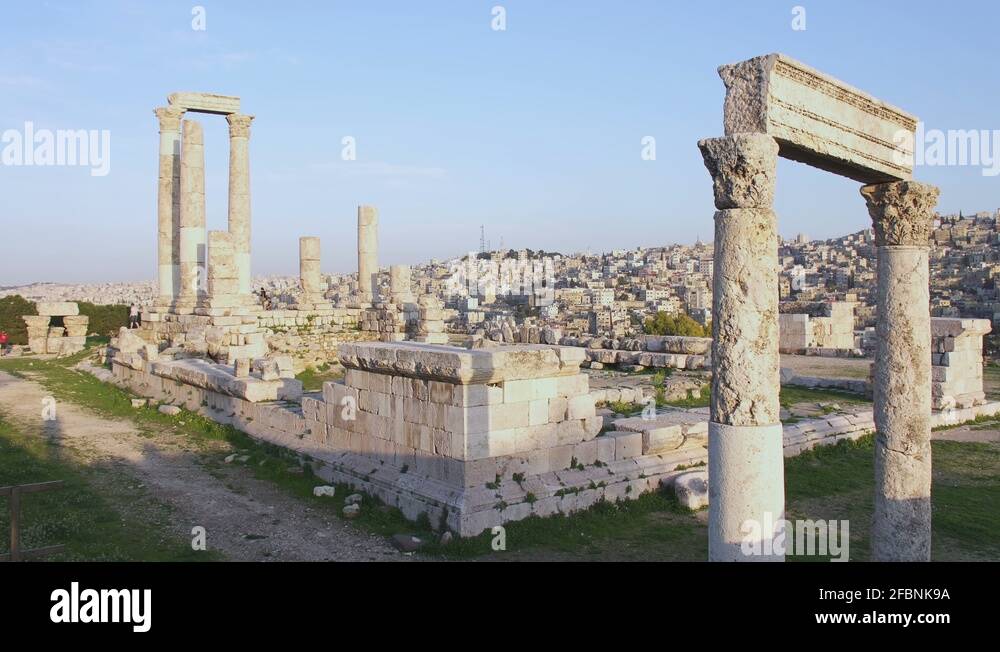 Temple of Hercules ruins, part of Amman Citadel, Amman, Jordan Stock ...