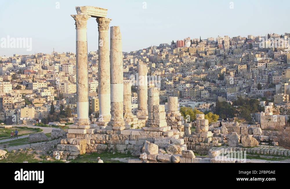 Temple of Hercules ruins, part of Amman Citadel, Jordan Stock Video ...