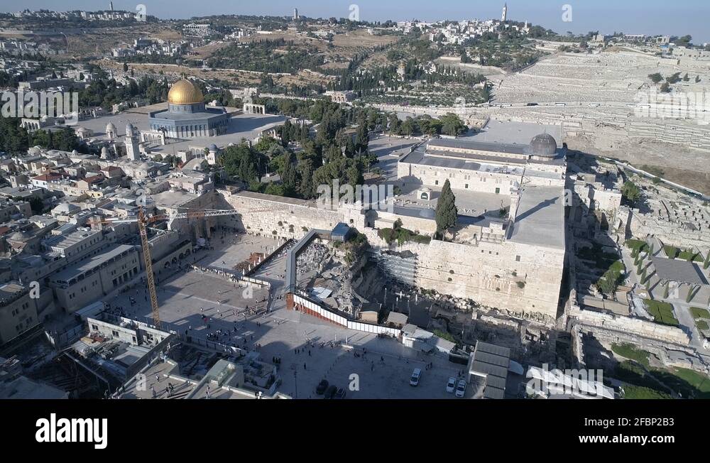 Jerusalem Temple Mount in Israel, aerial view from drone in 4k ...