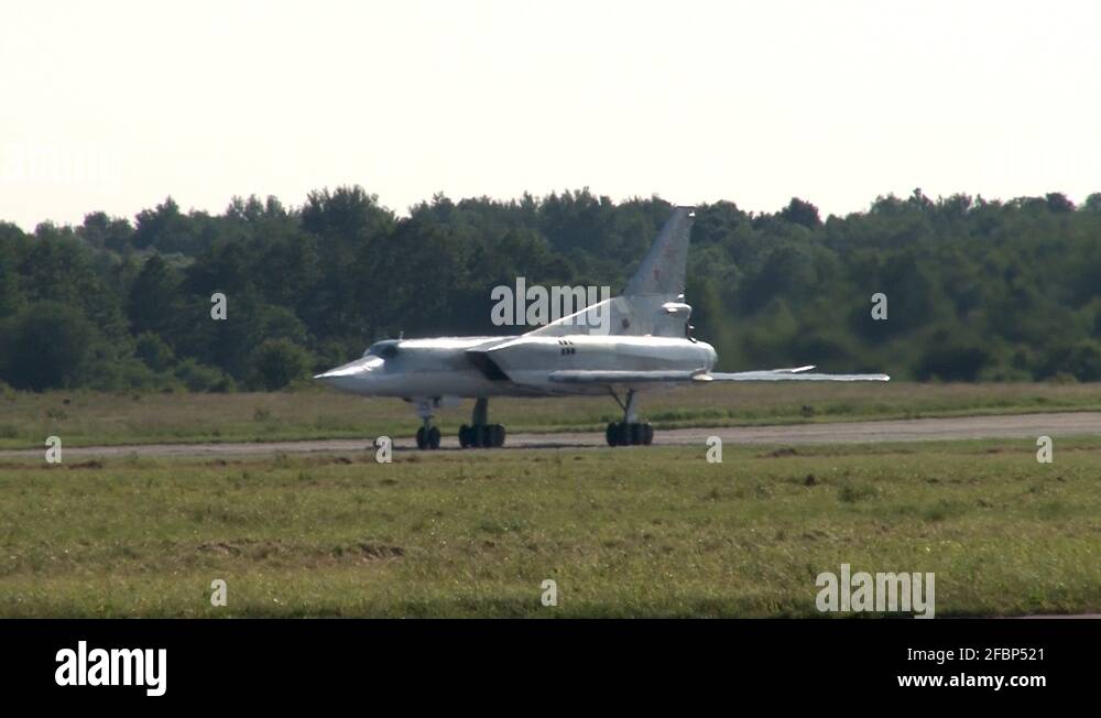 Tu-22M3 long-range supersonic bomber from taxis to landing strip Stock ...