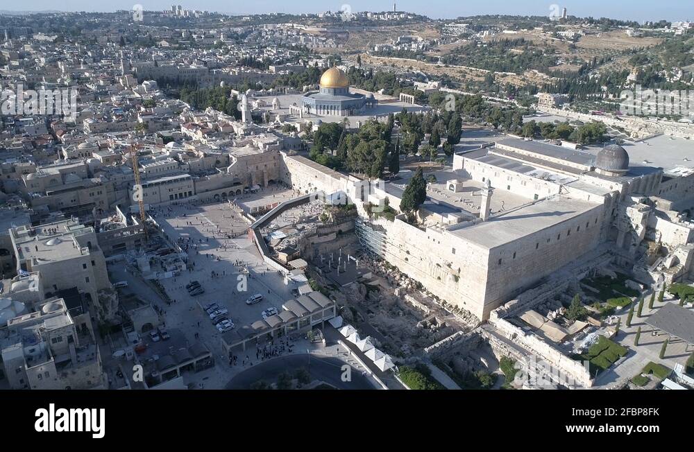 Jerusalem Temple Mount in Israel, aerial view from drone in 4k ...