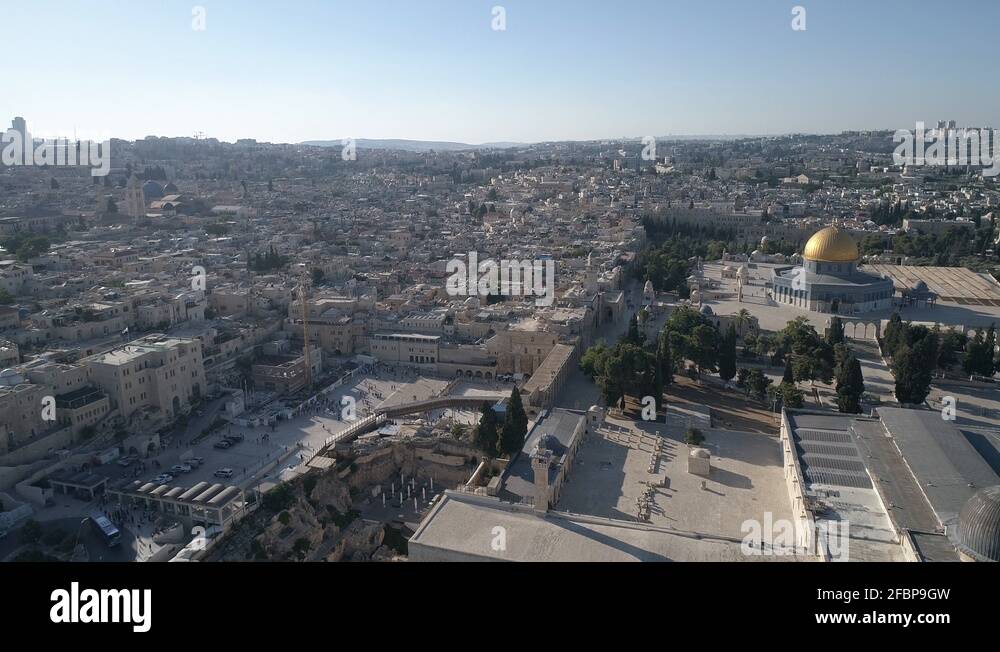 Jerusalem Temple Mount in Israel, aerial view from drone in 4k ...
