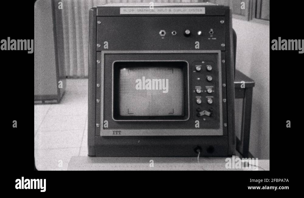 1960s: Computer monitor scope. Graphic input tablet sits below scope ...