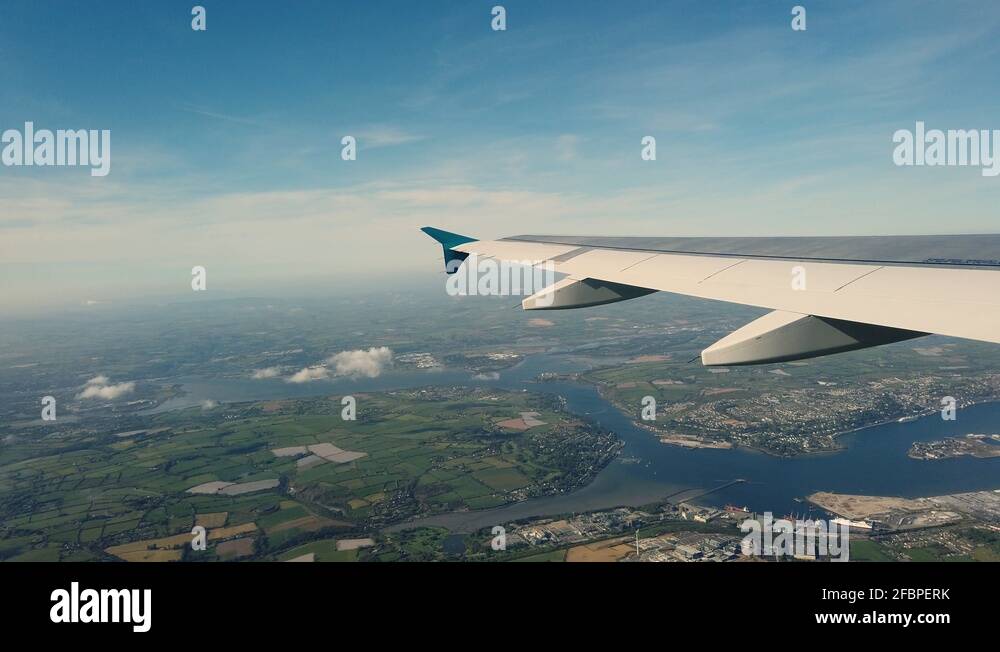 Airplane wing and Irish landscape Stock Video Footage - Alamy