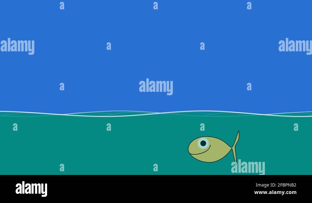 Golden Fish Swimming Underwater in Place Ocean Waves Seamless Loop ...