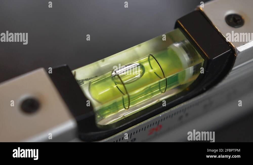 Measuring Flatness with Spirit Level Close Up Leveling Tool Stock Video ...