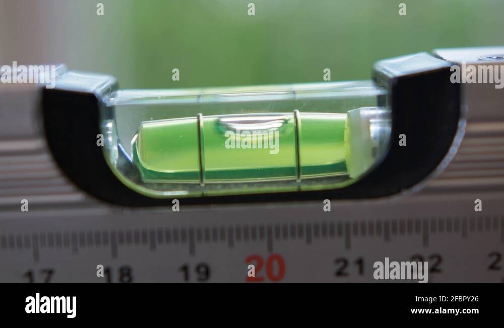 Measuring Flatness with Spirit Level Close Up Leveling Tool Stock Video ...