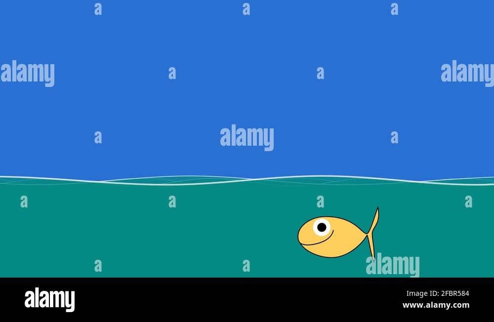 Golden Fish Swimming Underwater in Place Ocean Waves Seamless Loop ...