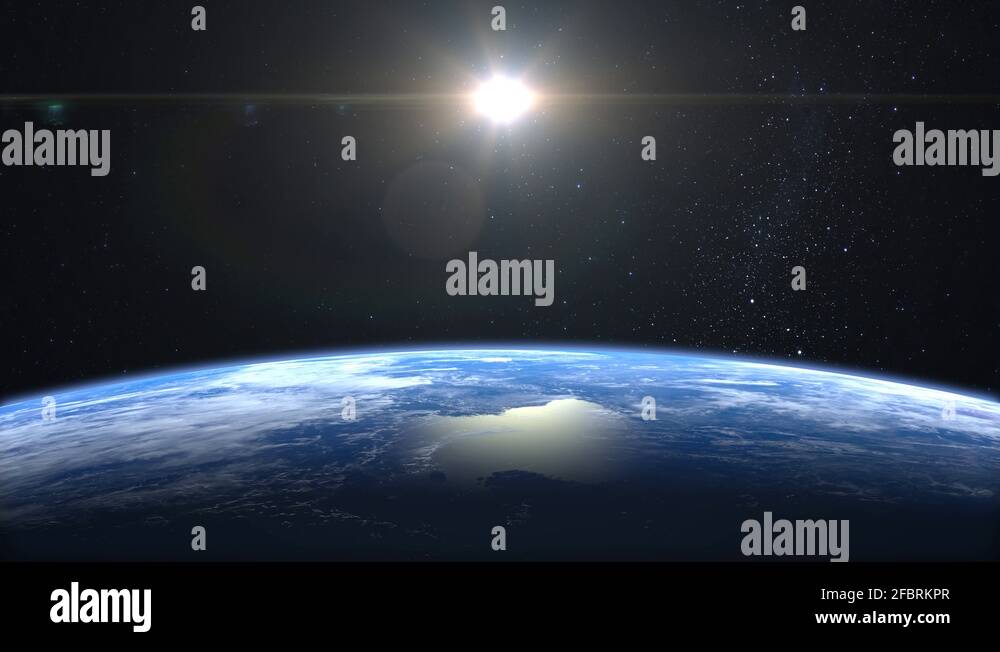 Earth from space. The camera is approaching Earth. Stars twinkle. 4K ...