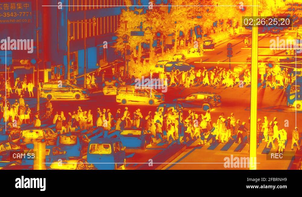 Infrared CCTV Monitoring Crowd Of People Security Camera Stock Video ...