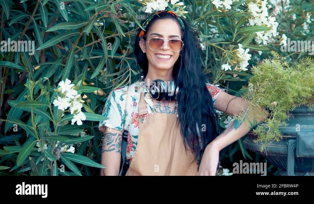 Transgender Model Wearing Sunglasses In The Green Park Stock Video