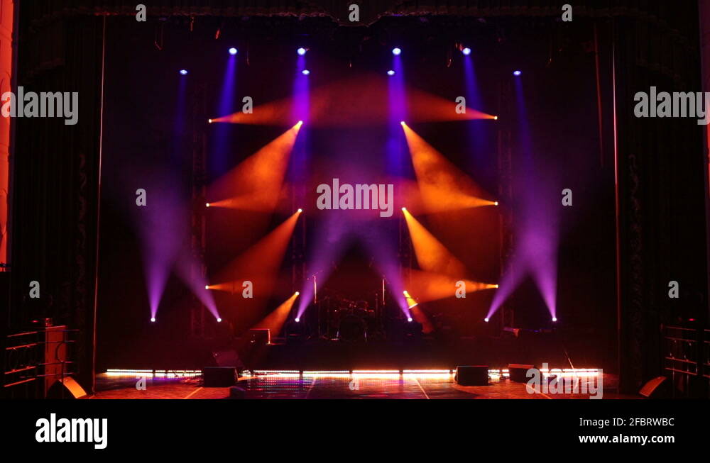 Stage lights with smoke on concert. Background in show. Stage lights ...
