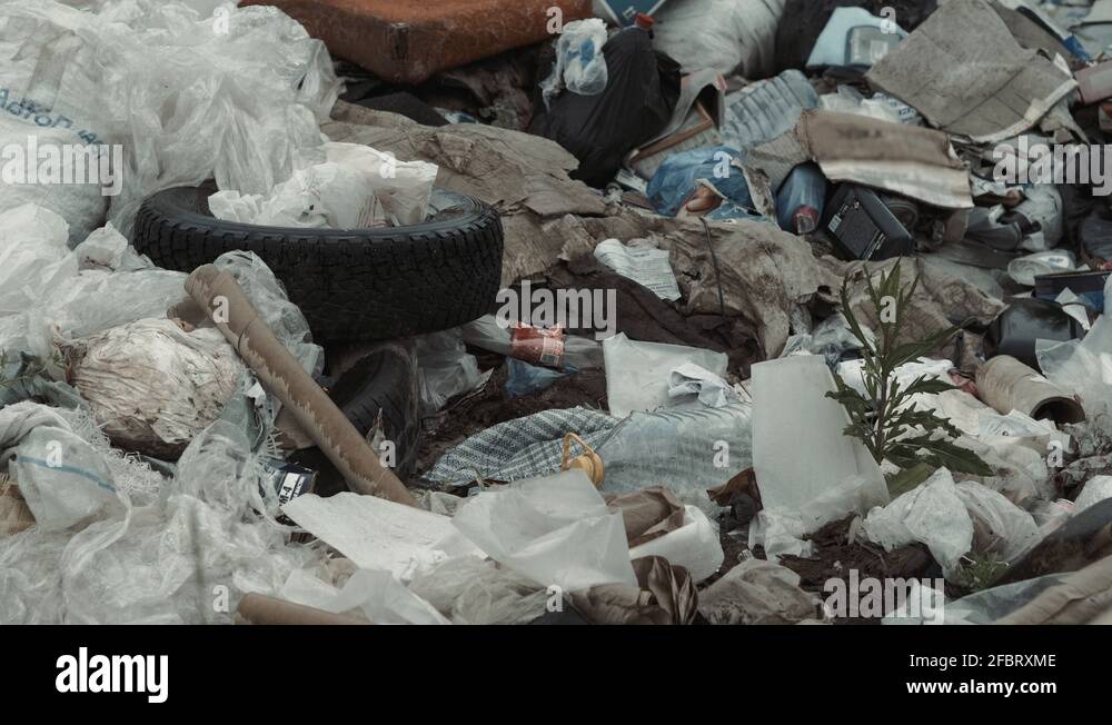 Garbage dump, various trash and waste material, environmental pollution ...