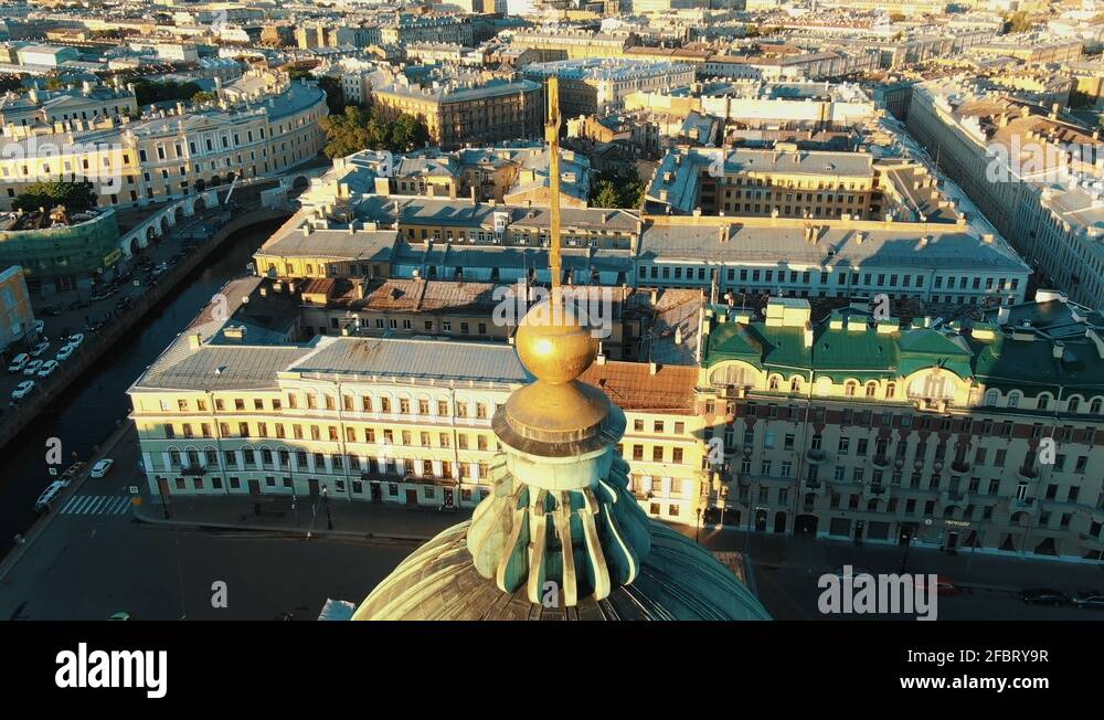 Kazan Cathedral dome rooftop with golden cross aerial view Stock Video Footage - Alamy