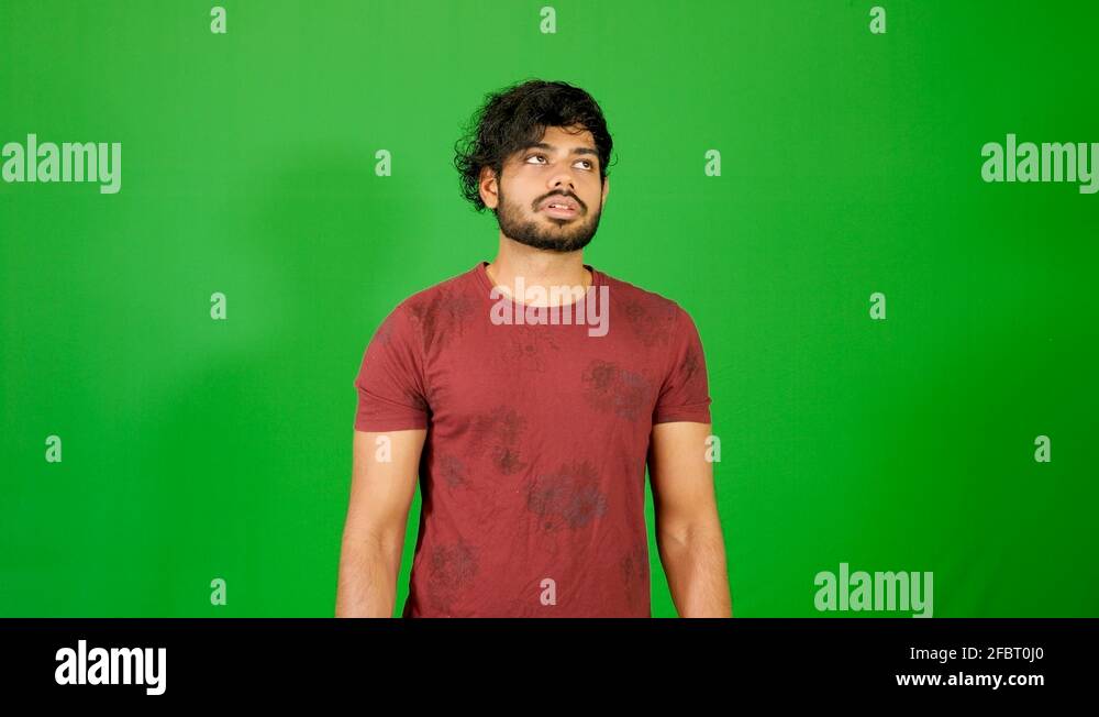 guy getting stress with green background green screen / indian cg Stock ...