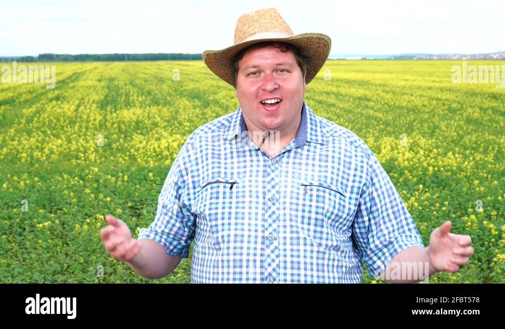 Winner! A dream of the young fat farmer came true. He is very excited ...